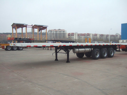 40T Capacity 3 Axles 40ft Super Single Tire Light Weight Semi Flatbed Container Truck Tailer