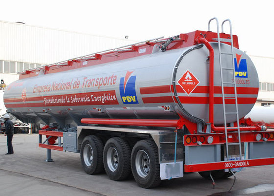 45500L Aluminum Tanker Trailer For Fuel / Gasoline / Acetic Acid Delivery