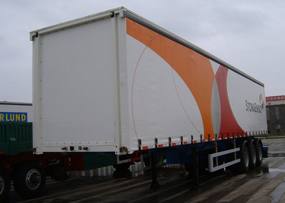 45ft Curtain Drop Side Dry Freight Truck Bodies , 3 Axles Utility Dry Van Trailer