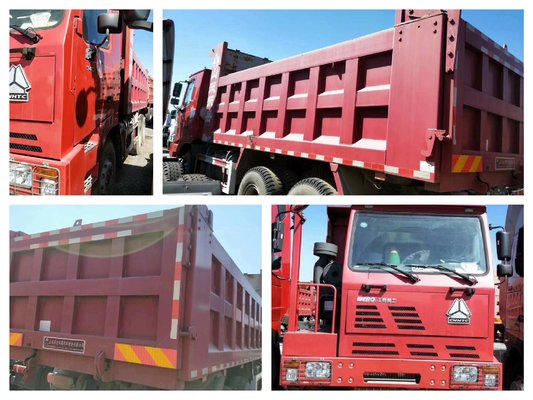 340hp EURO 2 Second Hand Truck Trailers 5400x2300x1500 Dump Box Red Color